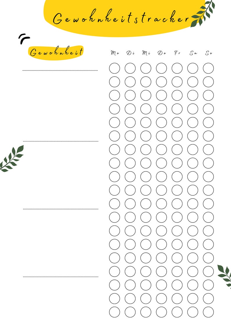 Habit Tracker DE | Printable | Habit Tracker | Routine Tracker ...