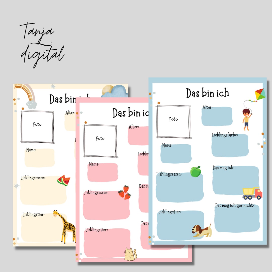 Steckbrief Kind | Druckvorlage PDF | Vorlage für Kindergarten und ...