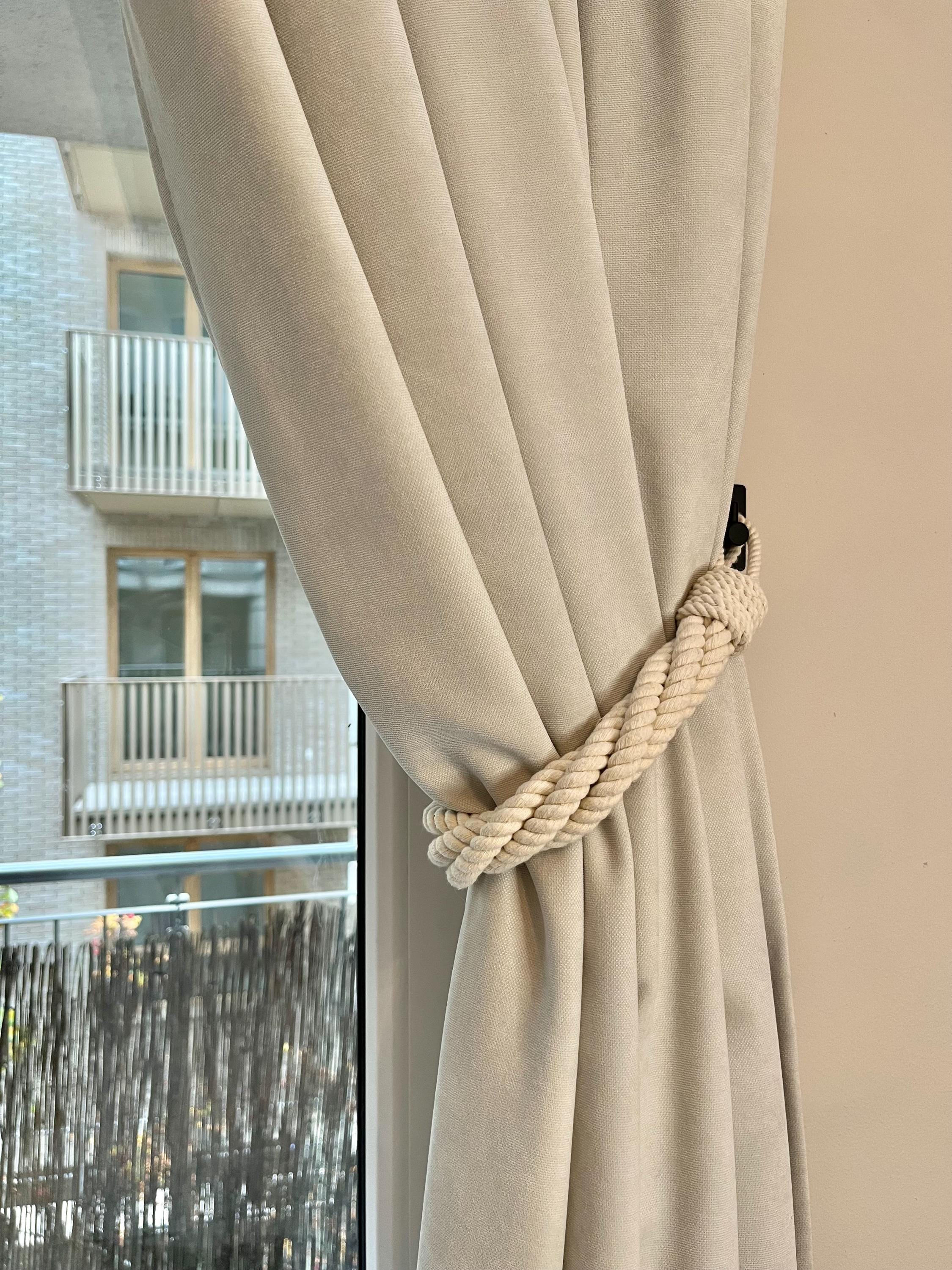 White Cotton Rope Curtain Tieback: Nautical Window Decor - Etsy