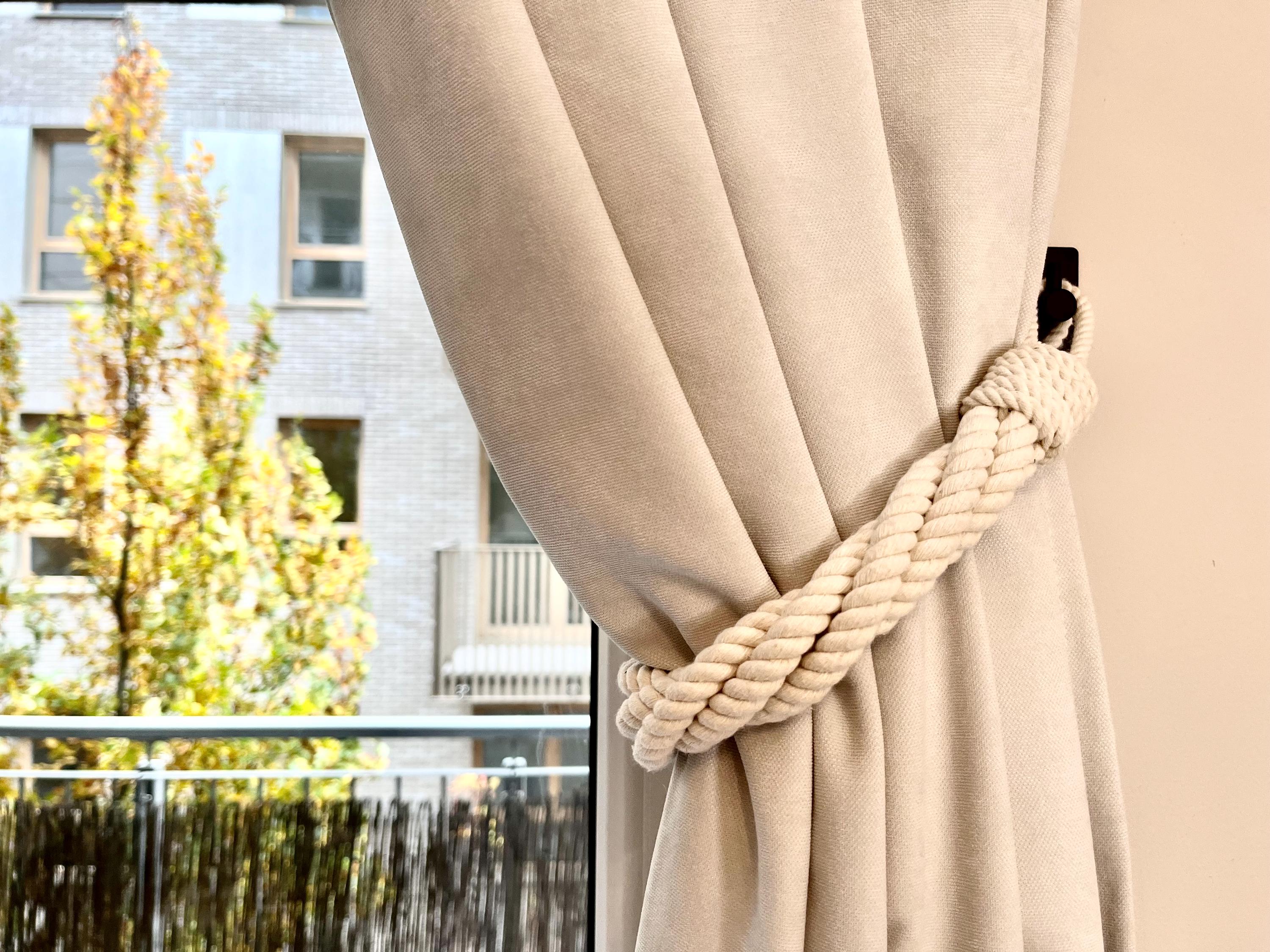 White Cotton Rope Curtain Tieback: Nautical Window Decor - Etsy