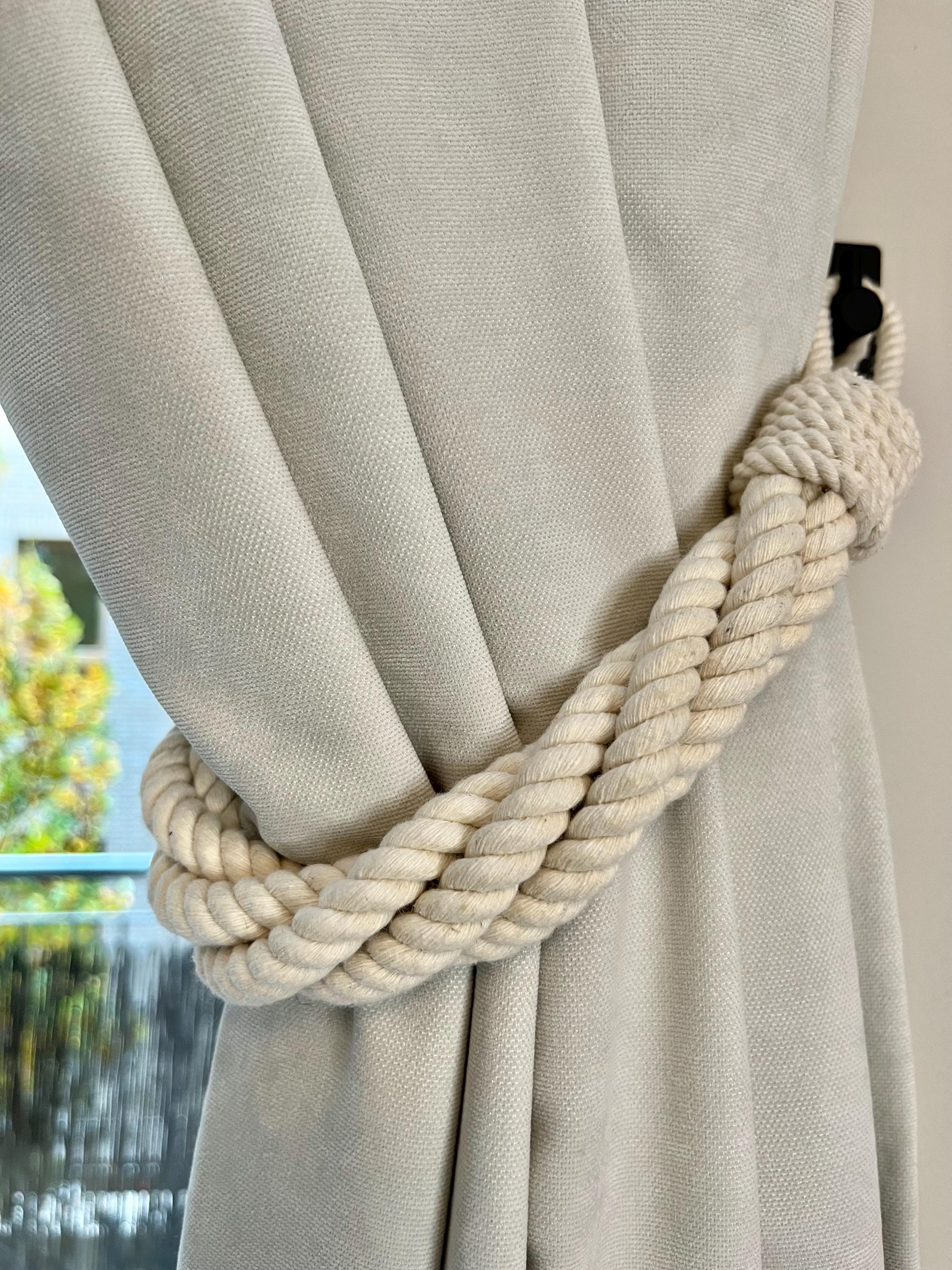 White Cotton Rope Curtain Tieback: Nautical Window Decor - Etsy