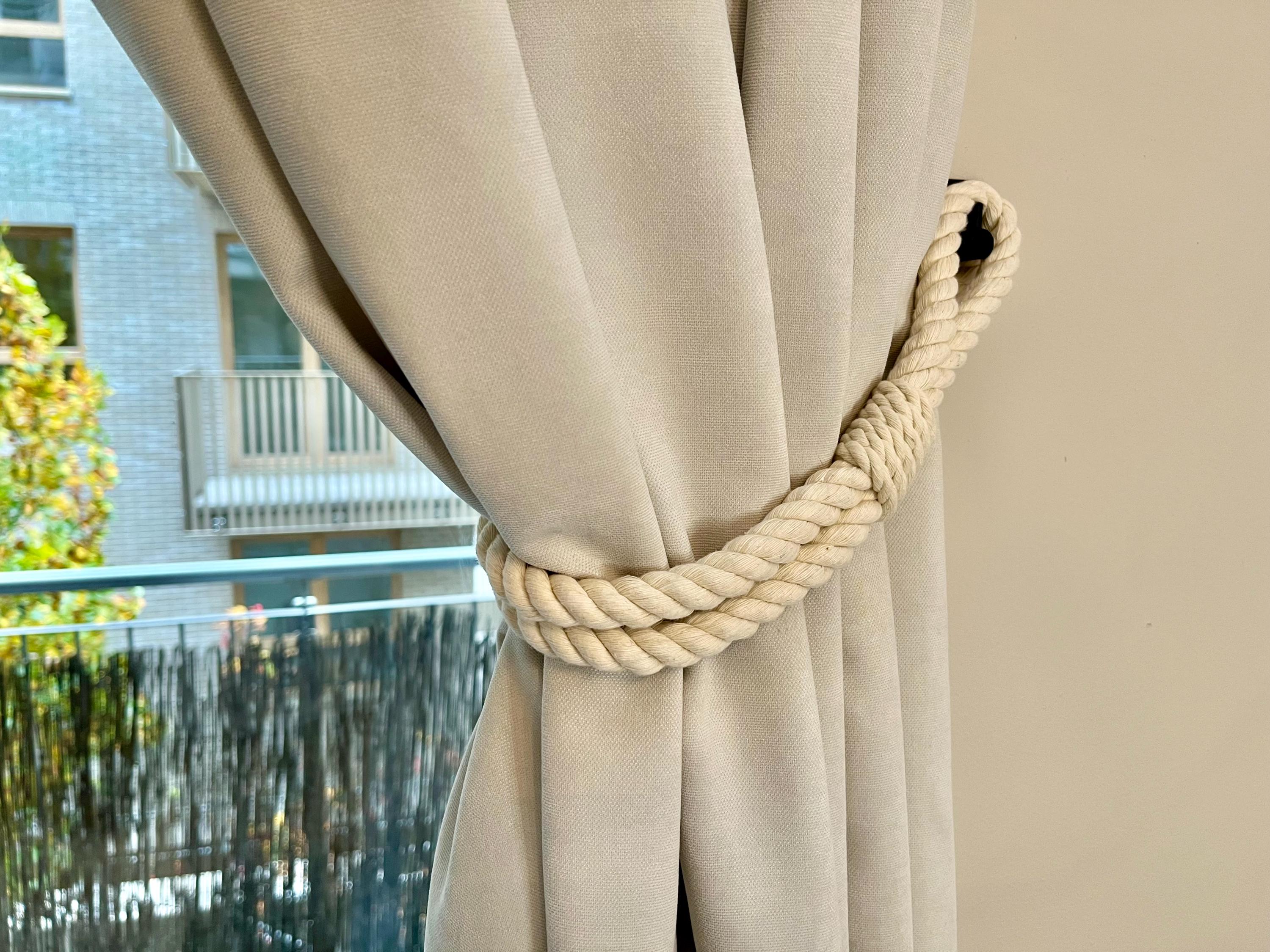 Curtain Тieback..curtain Holdback..window Rope White Accent ..rustic ...