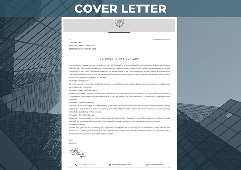 2 Page Resume Template Professional Clean Simple Minimalist CV Template ...