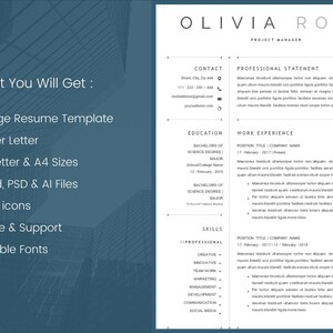 2 Page Resume Template Professional Clean Simple Minimalist CV Template ...