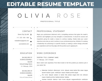 Professional Clean Resume Template - Etsy