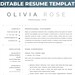 2 Page Resume Template Professional Clean Simple Minimalist CV Template ...