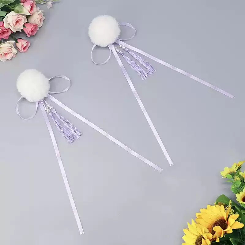 Fluffy Snowball&ribbons and Bristles Hair Clips in Different Colors-han ...