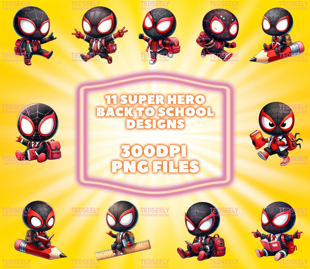 11 Super Hero Back to School Designs Png Bundle, Super Hero PNG ...
