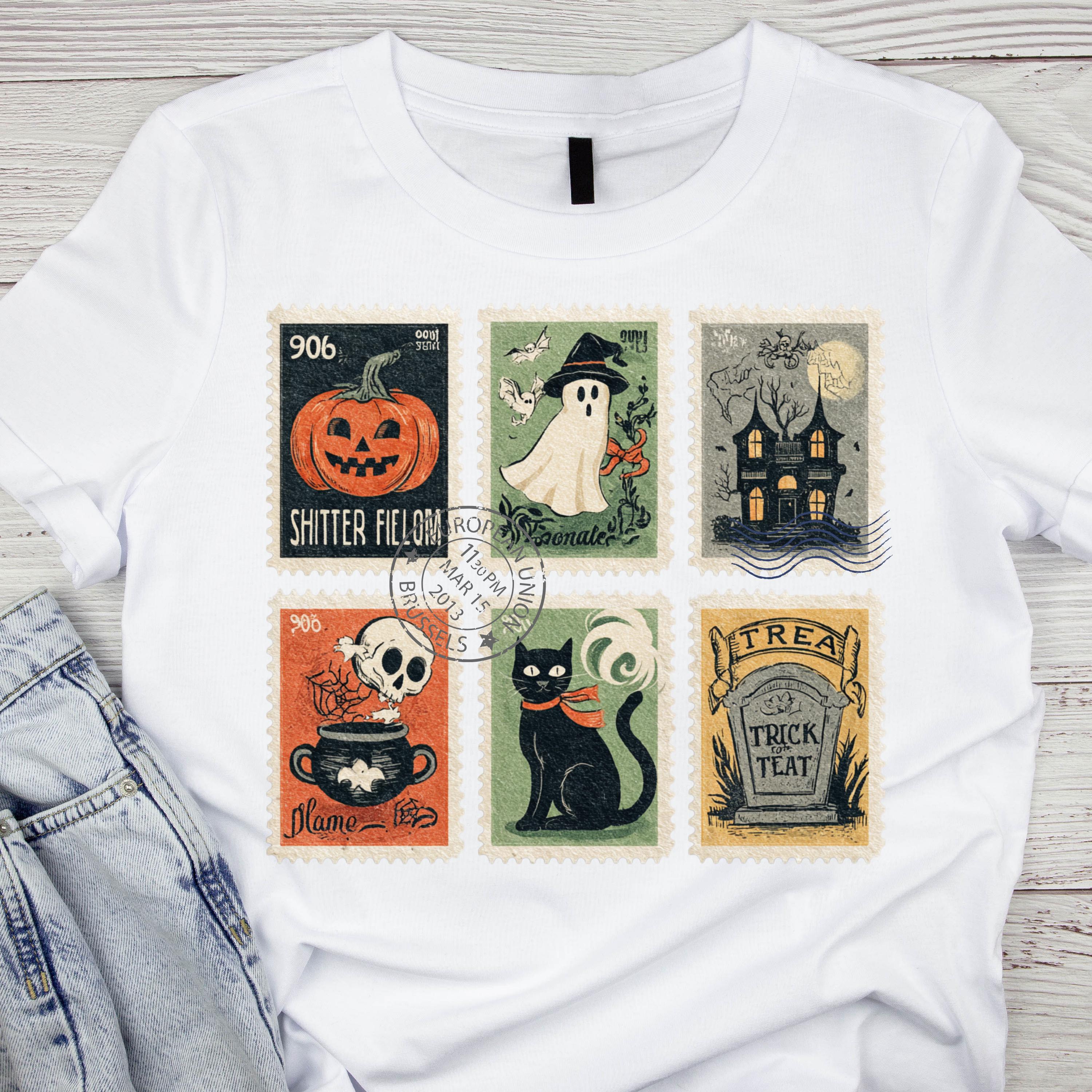 Retro Halloween Stamp PNG: Spooky Clipart, Pumpkin, Ghost (digital ...