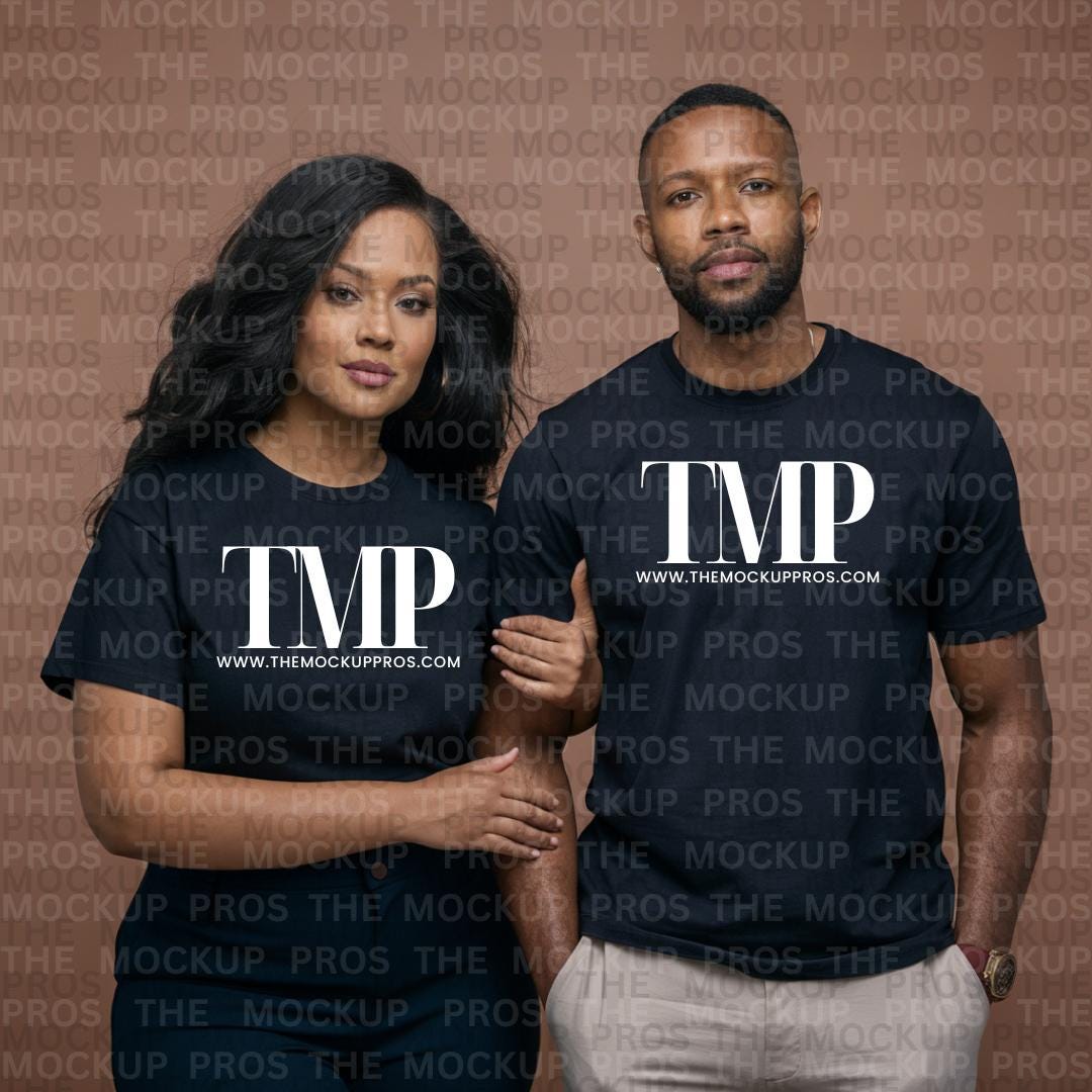 Diverse Model Mockup Couple Mockup Couple T-shirt Mockup Curvy Mockup ...