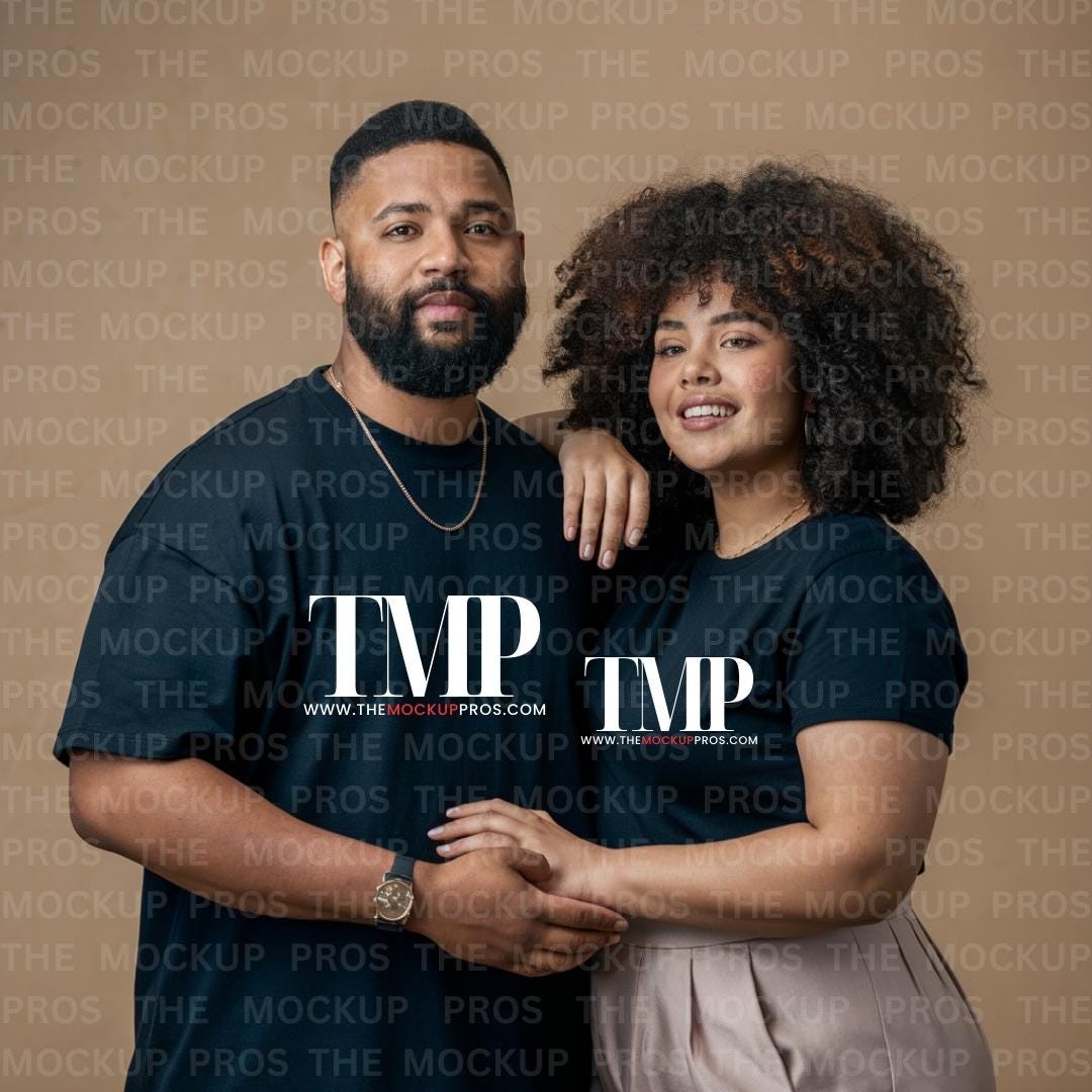 Diverse Model Mockup Couple Mockup Couple T-shirt Mockup Curvy Mockup ...