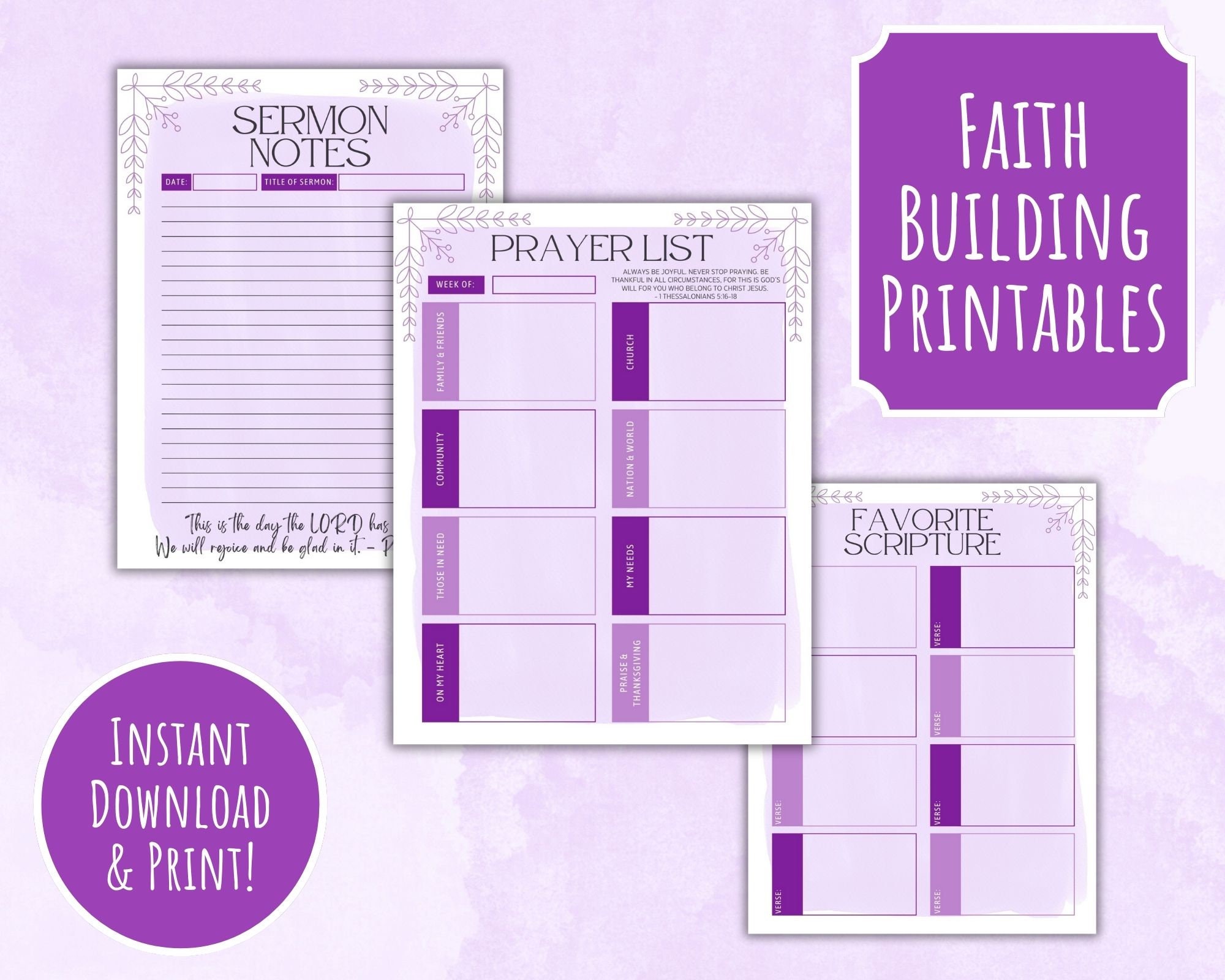 Christian Printable Bundle Christian Planner Faith Planner Agenda ...