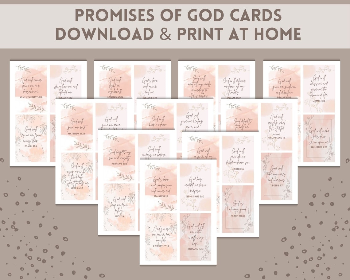 Promises of God Printable Cards Scripture Cards Inspirational Gifts for ...
