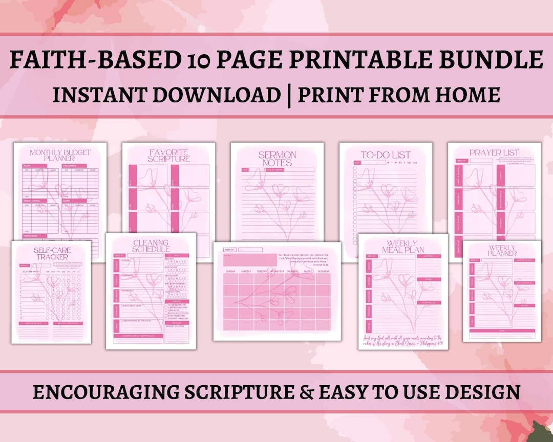 Faith-based Printable Bundle Christian Planner Printable To-do Weekly ...