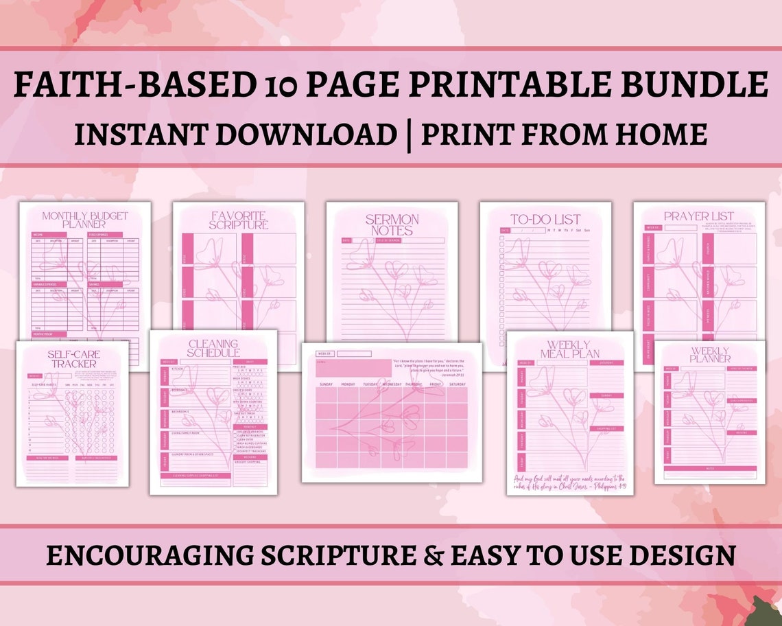 Faith-based Printable Bundle Christian Planner Printable To-do Weekly ...