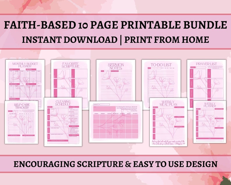 Faith-based Printable Bundle Christian Planner Printable To-do Weekly ...