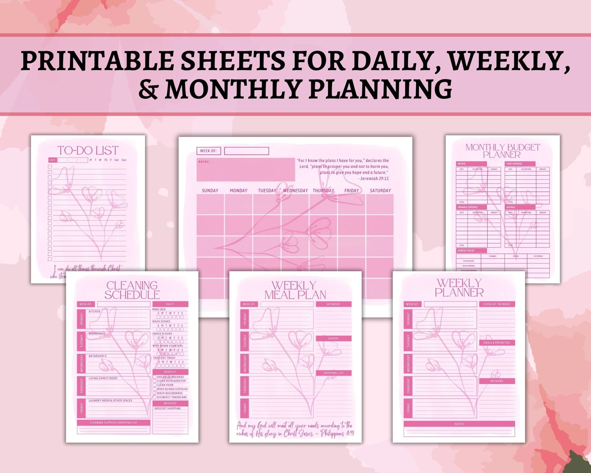 Faith-based Printable Bundle Christian Planner Printable To-do Weekly ...