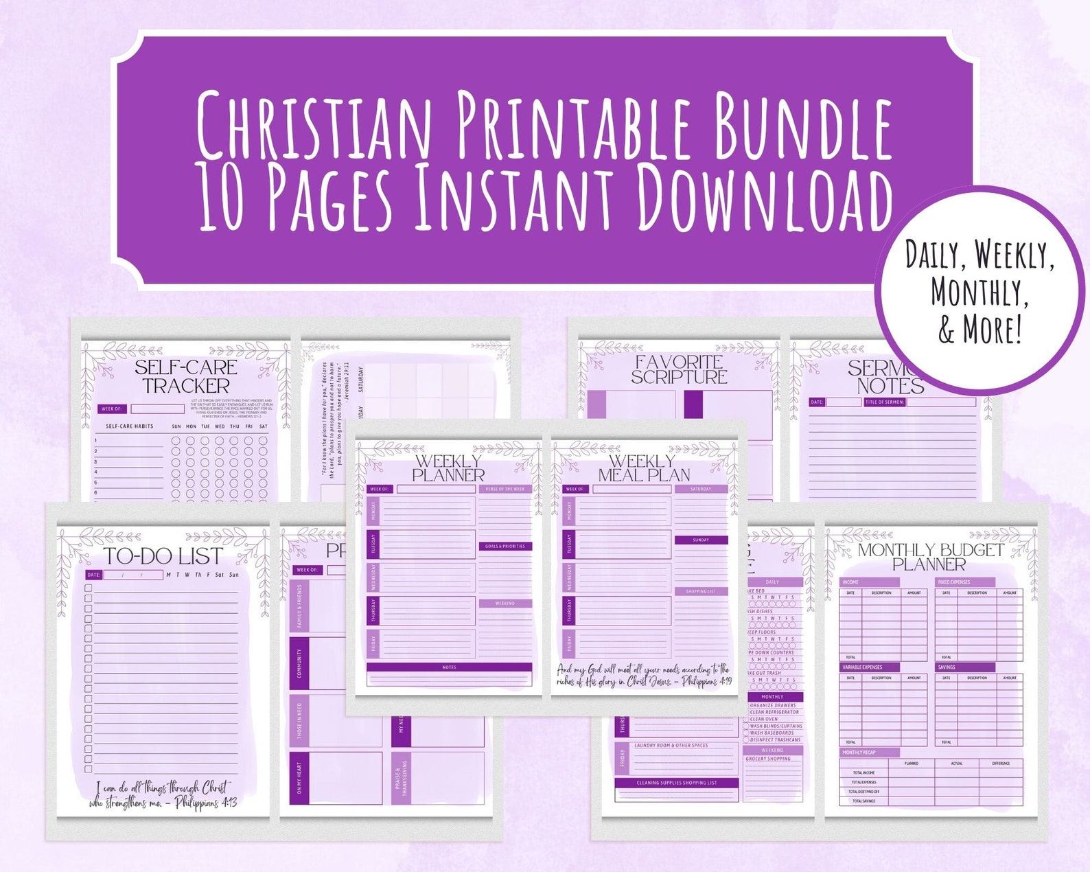 Christian Printable Bundle Christian Planner Faith Planner - Etsy