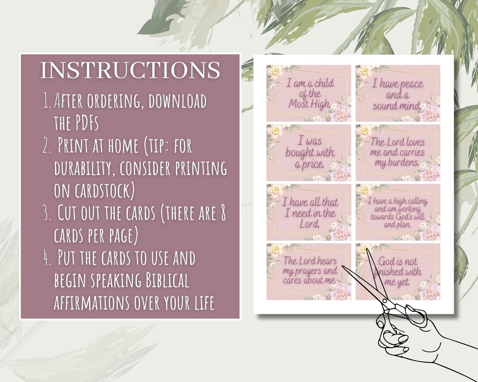 Christian Affirmations Printable Affirmation Cards Daily Affirmations ...