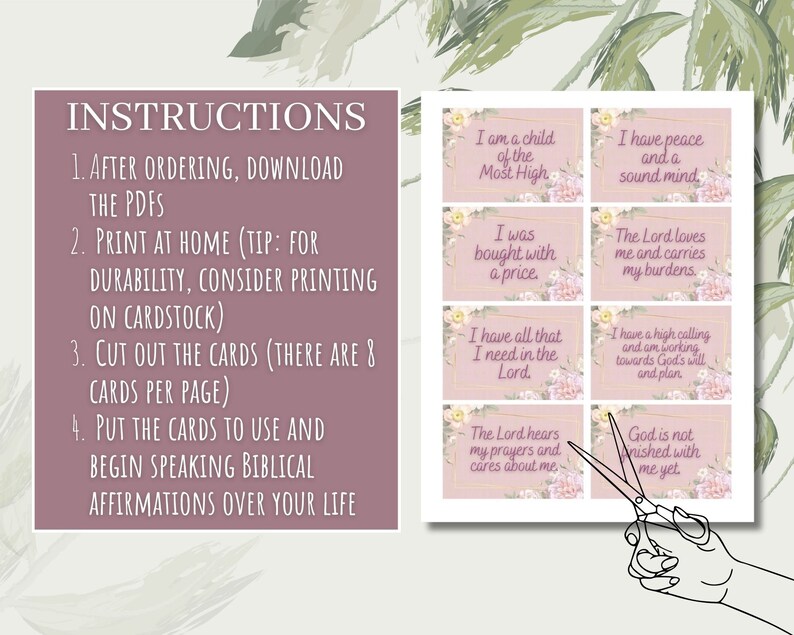 Christian Affirmations Printable Affirmation Cards Daily Affirmations ...