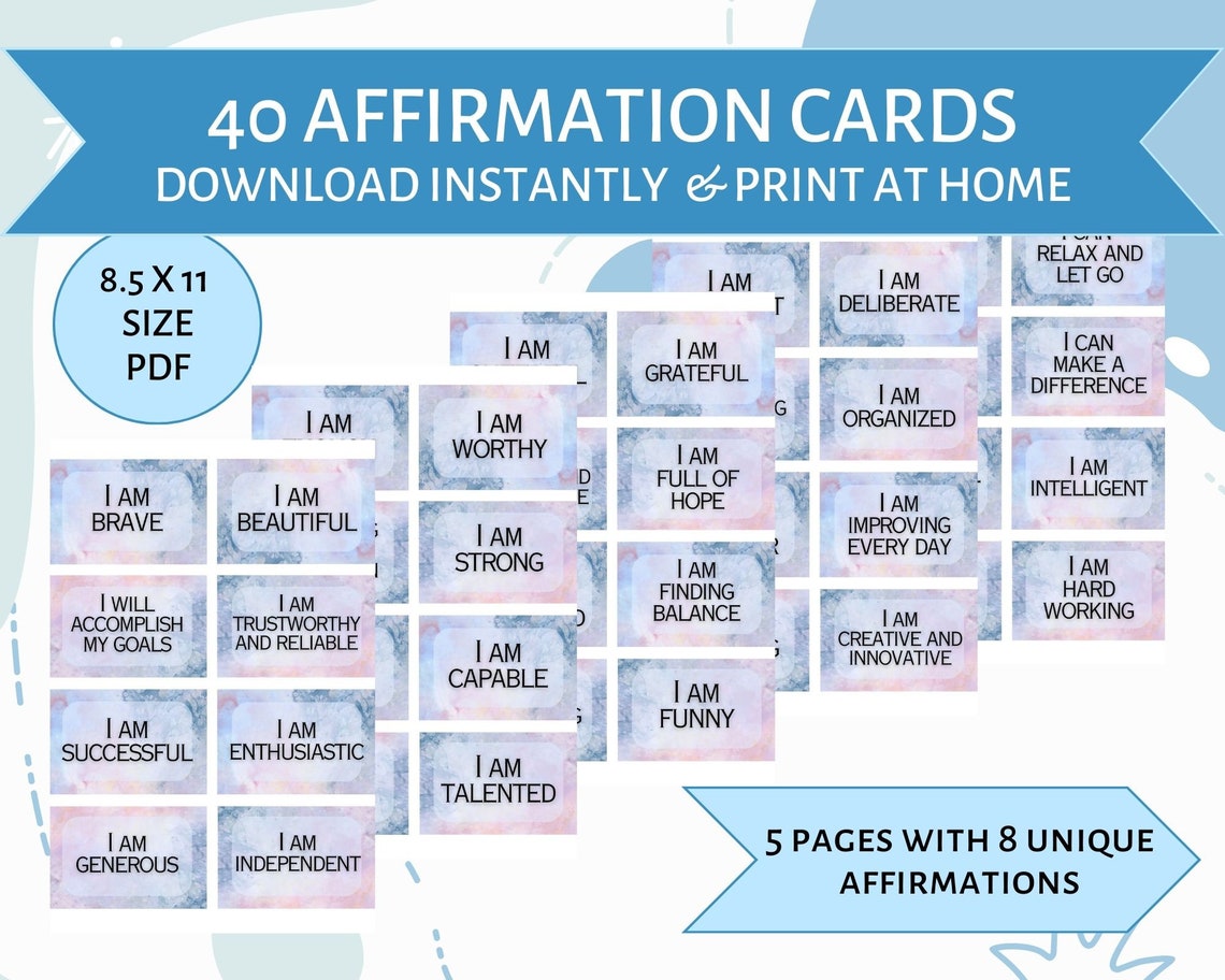 Affirmation Cards Printable Affirmations Self-care Cards - Etsy