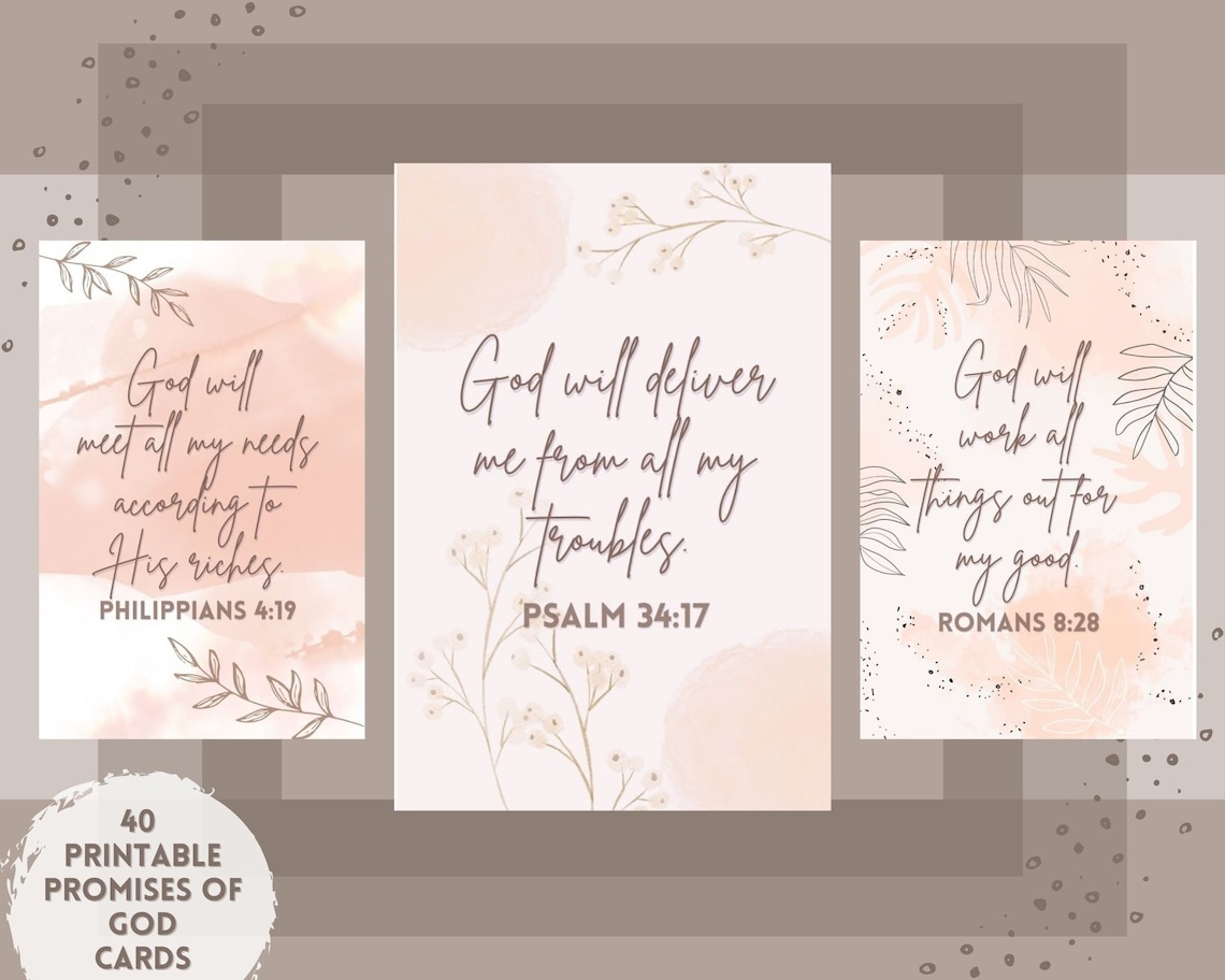 Promises of God Printable Cards Scripture Cards Inspirational Gifts for ...