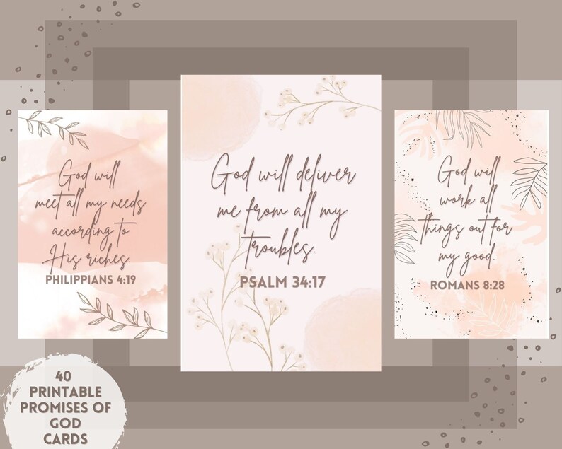 Promises of God Printable Cards Scripture Cards Inspirational Gifts for ...