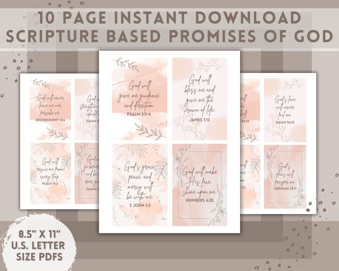 Promises of God Printable Cards Scripture Cards Inspirational Gifts for ...