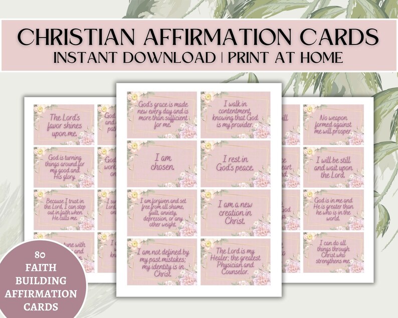 Christian Affirmations Printable Affirmation Cards Daily Affirmations ...