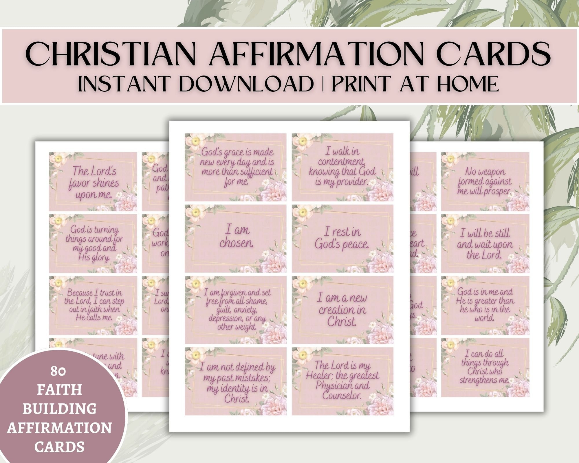 Christian Affirmations Printable Affirmation Cards Daily Affirmations ...