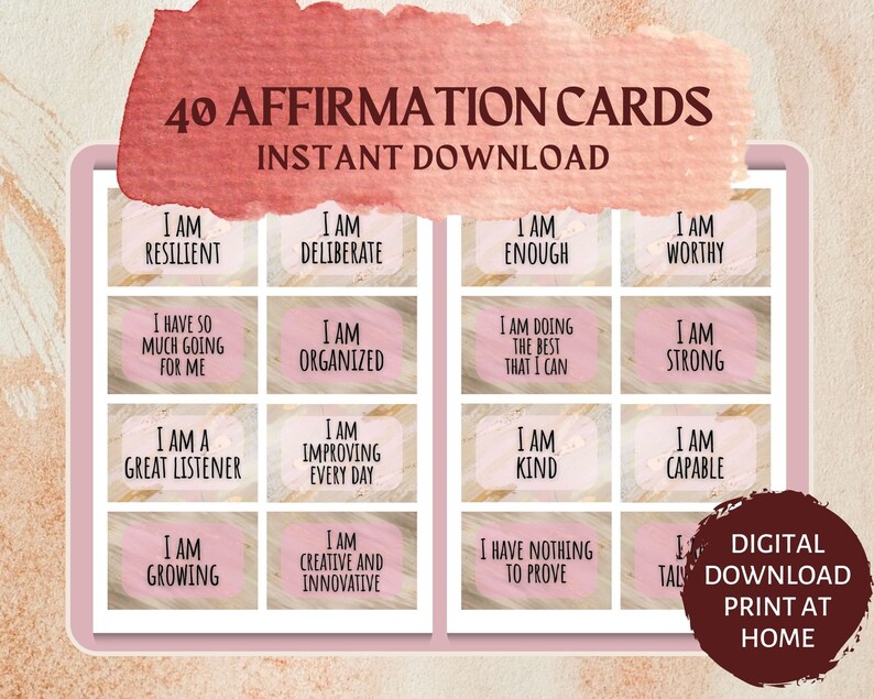 Positive Affirmation Cards Affirmations for Women Self-care Self-esteem ...