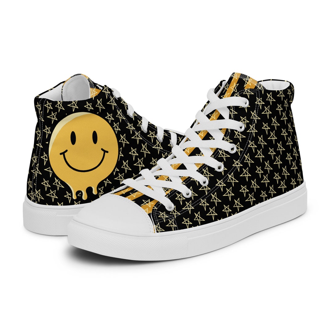 GANG-STARR Melting Smiley Designer Luxurious Men’s High Top Canvas ...