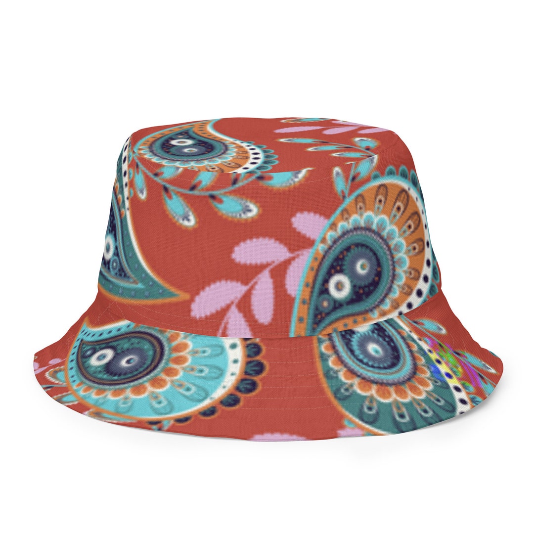 Ms.hollywood Paisley Reversible Bucket Hat - Etsy