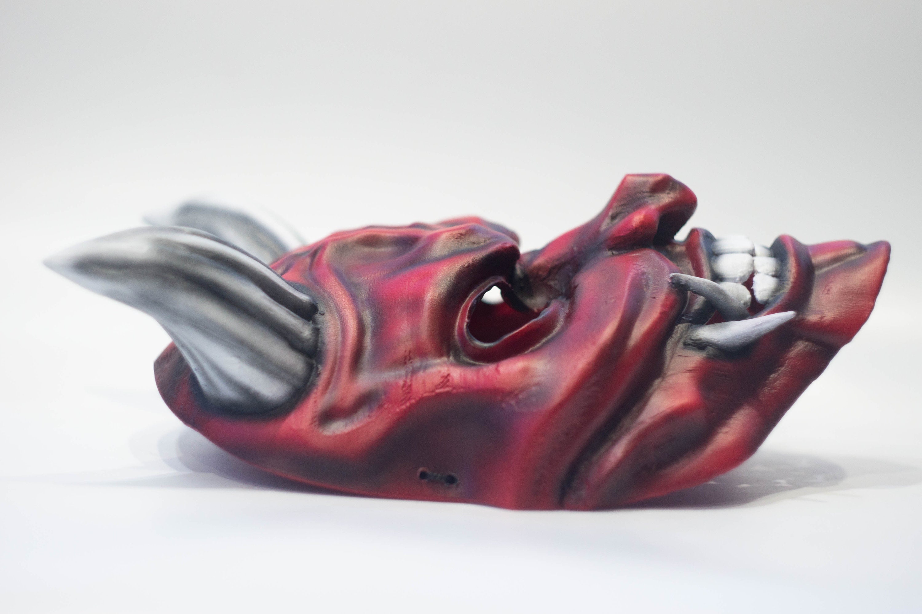 Traditional Japanese Oni Mask Wearable Red Demon Full Face Mask for ...