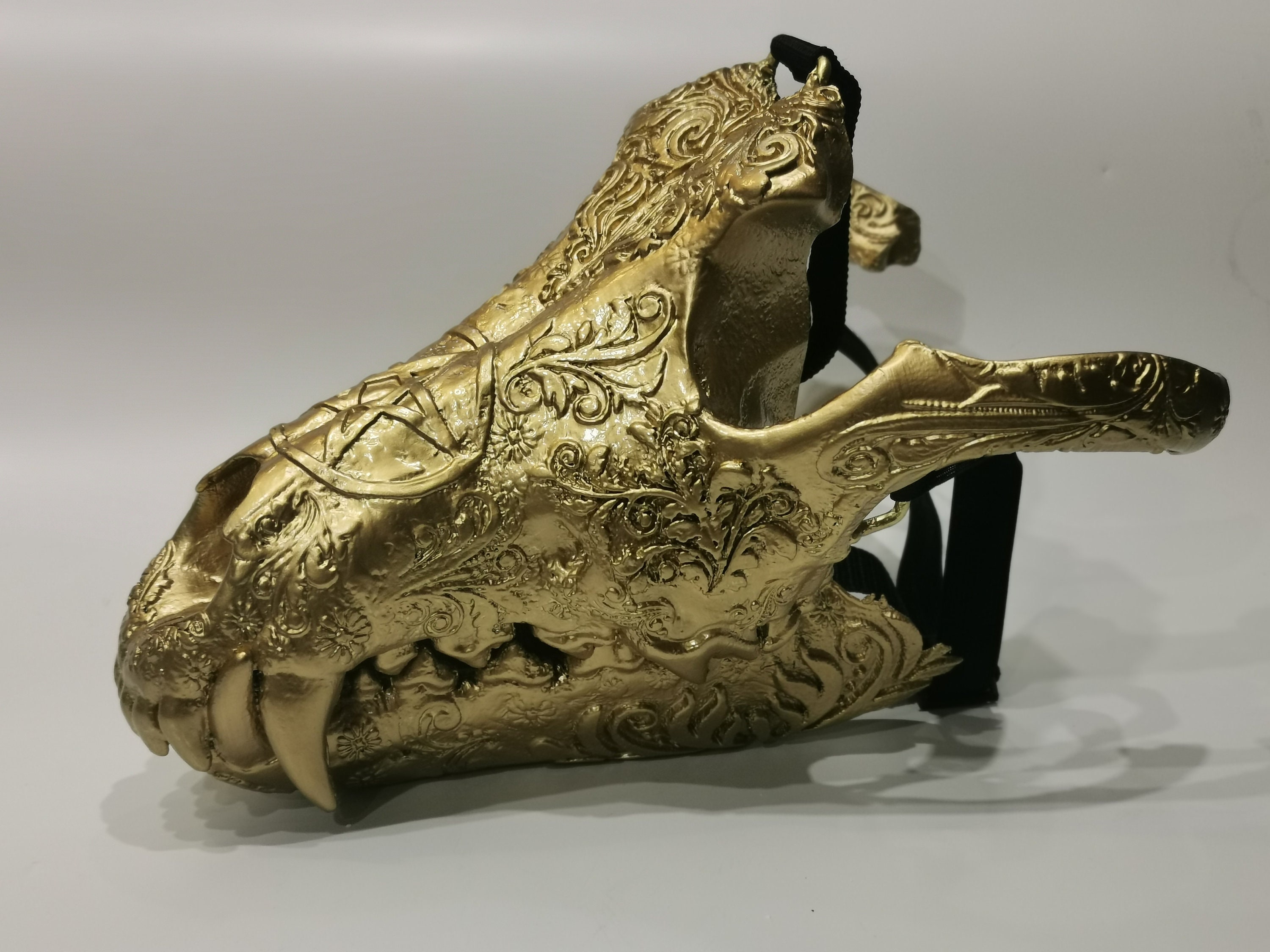 Golden Wolf Skull Mask, Pattern Mask, Burning Man Mask, Custom Cosplay ...