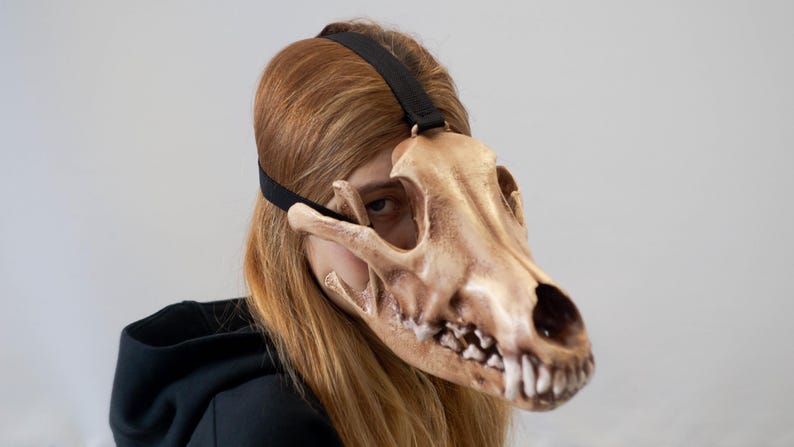 Realistic Wolf Skull Mask, Handmade PETG Horror Costume for Halloween ...