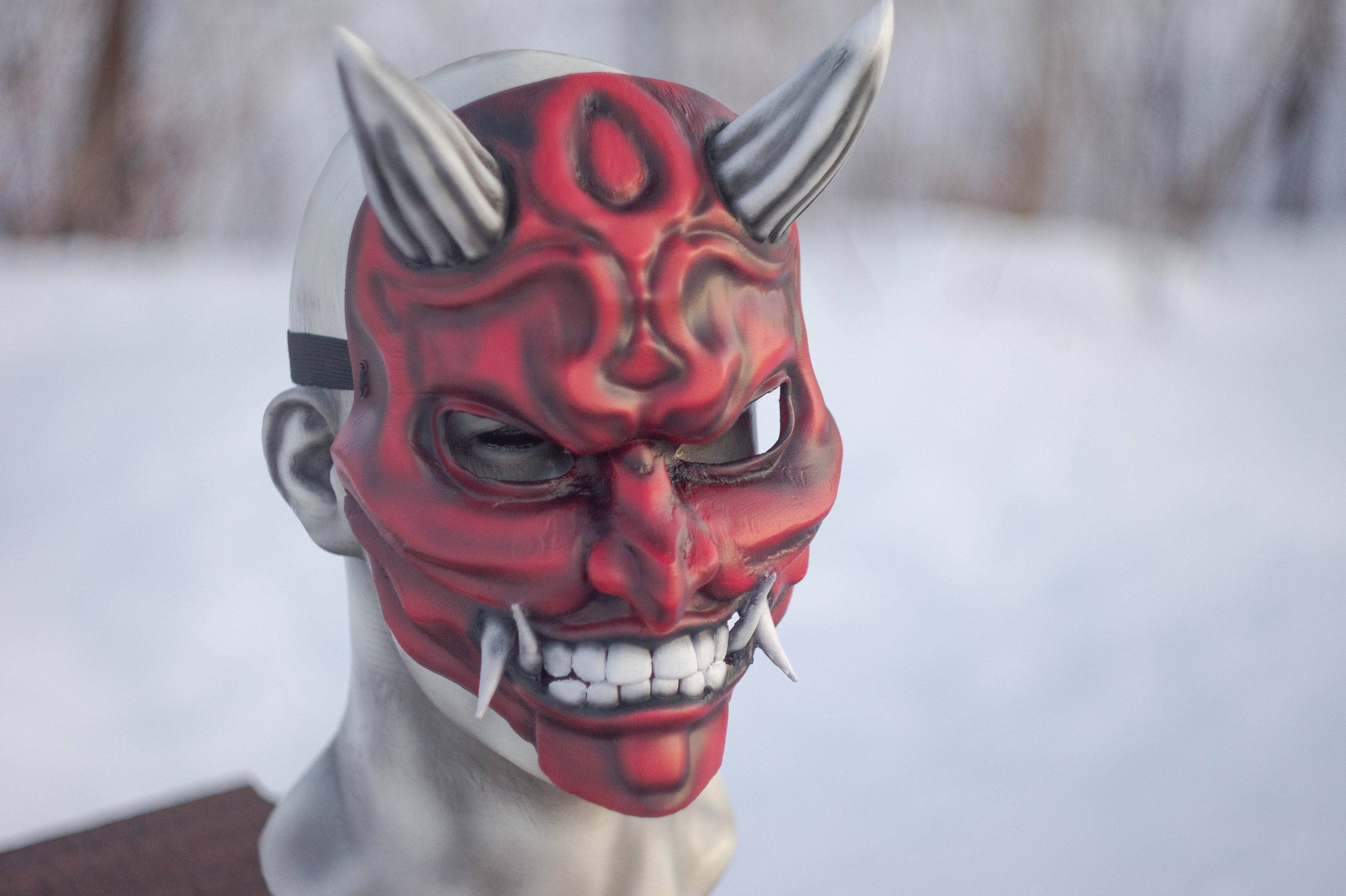 Traditional Japanese Oni Mask Wearable Red Demon Full Face Mask for ...