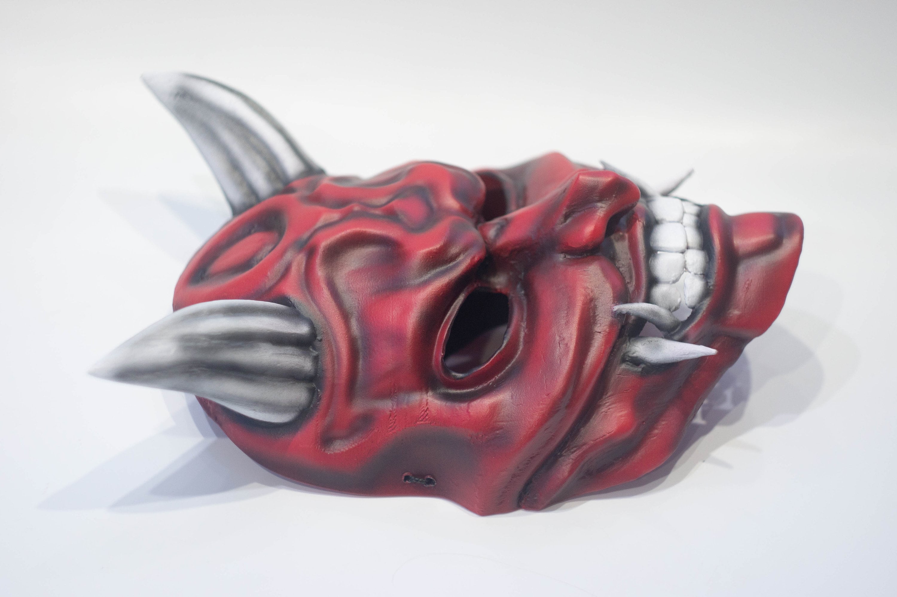 Traditional Japanese Oni Mask Wearable Red Demon Full Face Mask for ...