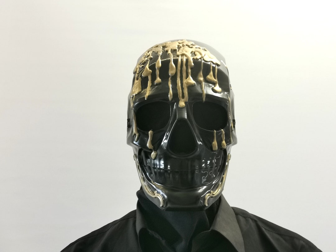 Black Human Skull Mask Full Face With Streaks of Gold - Etsy