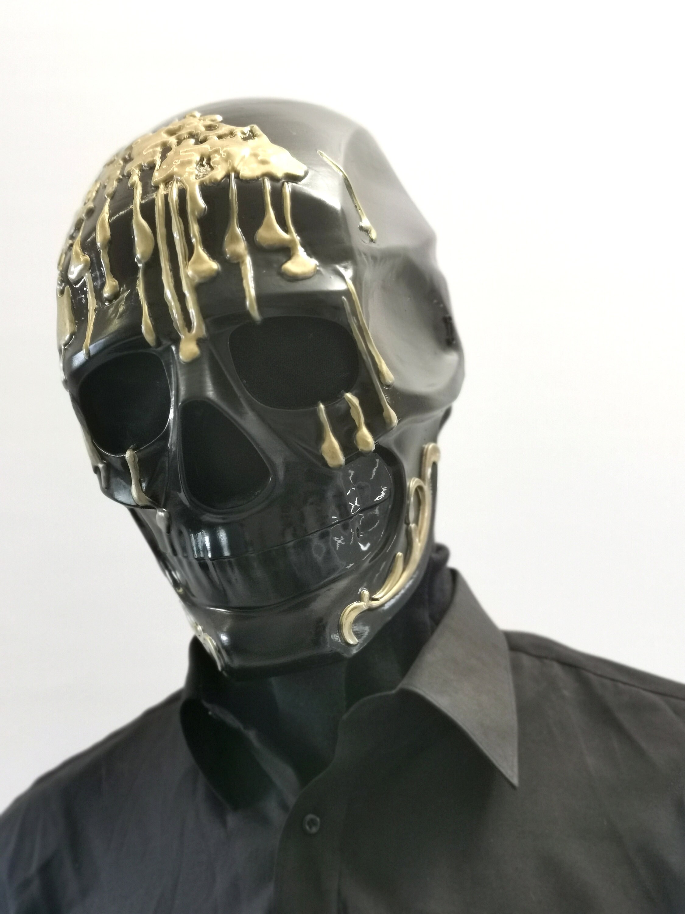 Black Human Skull Mask Full Face With Streaks of Gold - Etsy