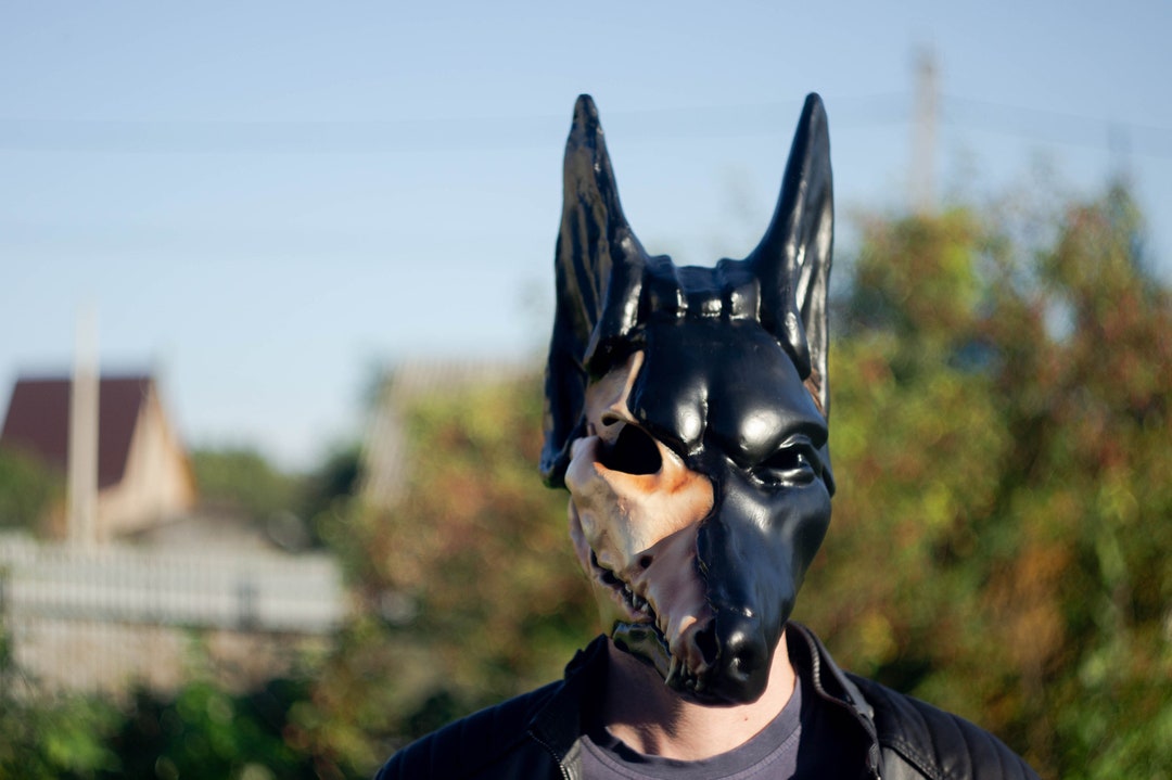 Egyptian Black Anubis Head Mask, Black Jackal Mask, Anubis Cosplay Mask ...