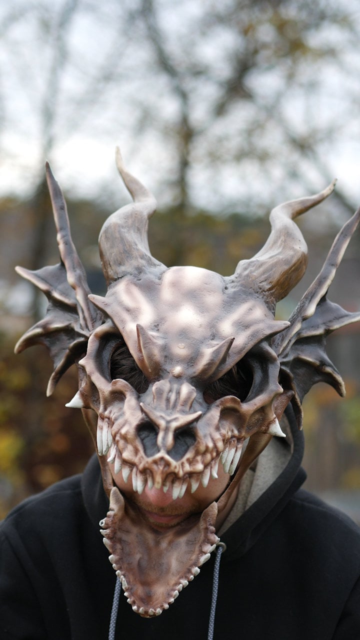 Dragon Skull Mask, Dragon Mask, Pagan Headdress, Ritual Mask, Fantasy ...