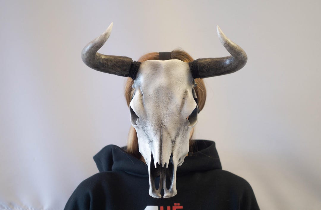 Bull Skull Mask, Devil Horns, Realistic Skull Mask, Tribal Headpiece ...