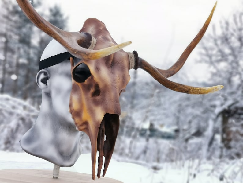 Deer Skull Mask, Antler Mask, Realistic Skull Mask, Tribal Headpiece ...