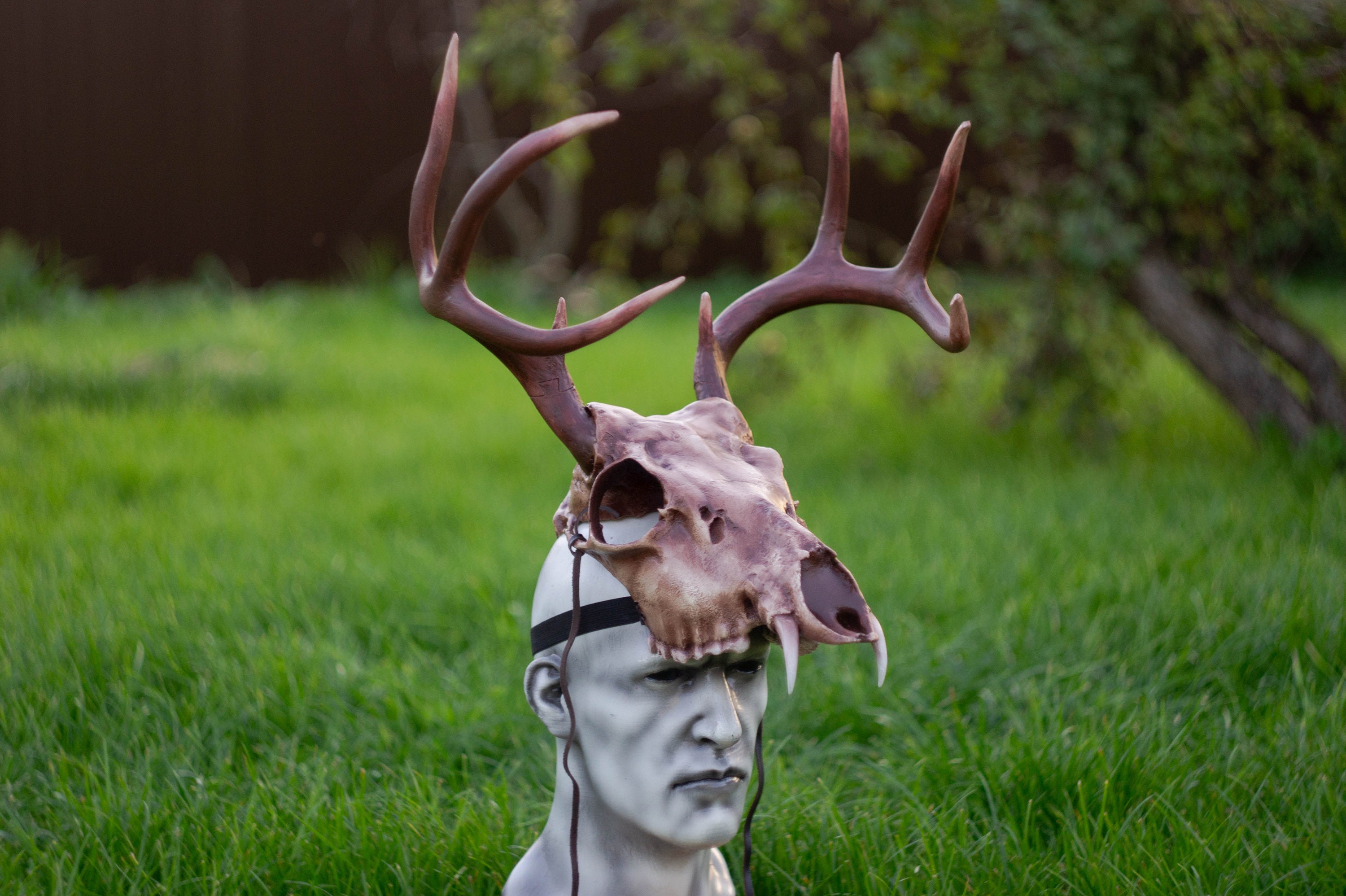 Pagan Ritual Deer Skull Headdress, Musk Deer Antler Headpiece, Cosplay ...