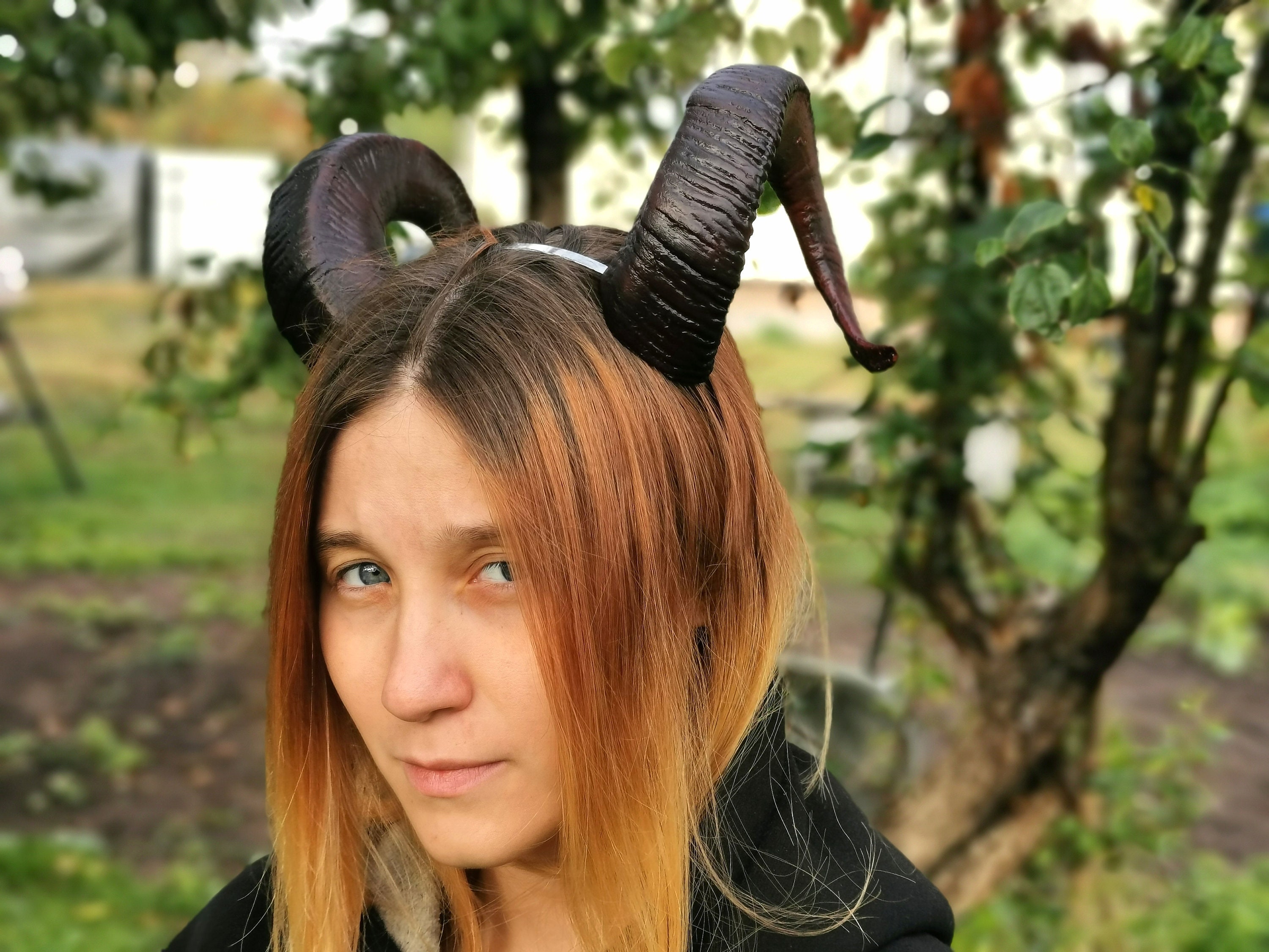 Ram Horns, Horns Headband, Twisted Ram Horns Headpiece for Halloween or ...