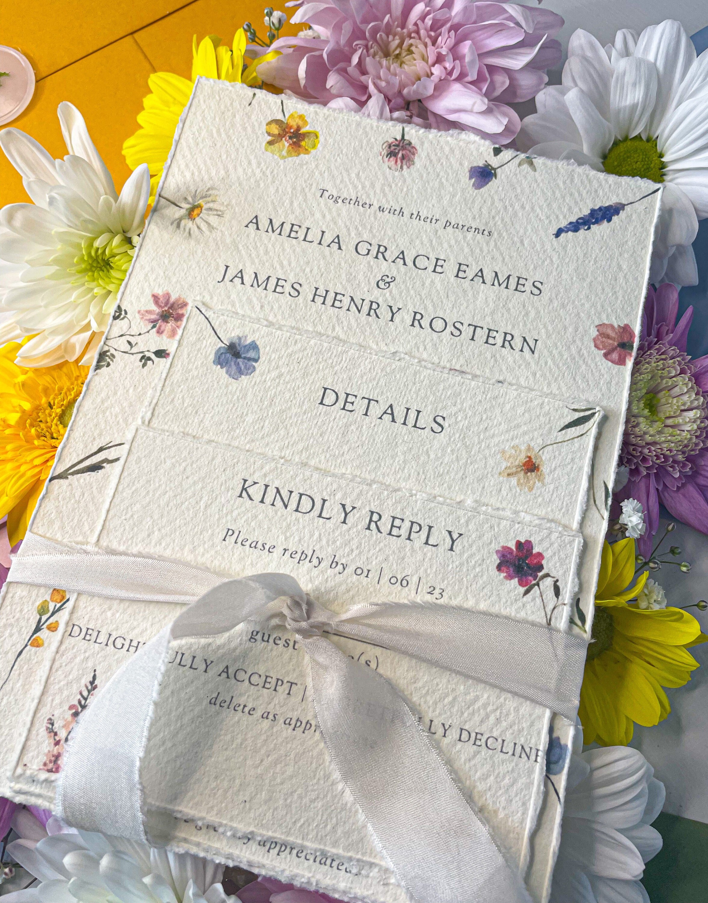 Wildflower Wedding Invitation / Floral Wedding Invitation / - Etsy UK