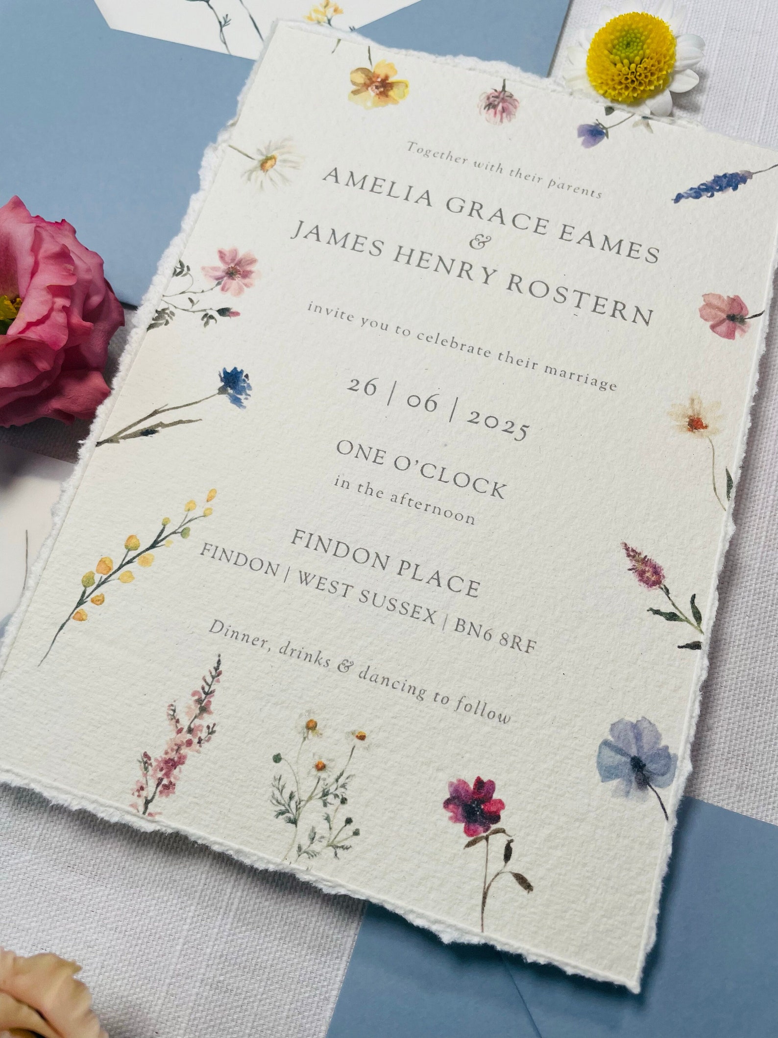 Wildflower Wedding Invitation / Floral Wedding Invitation / Flower ...