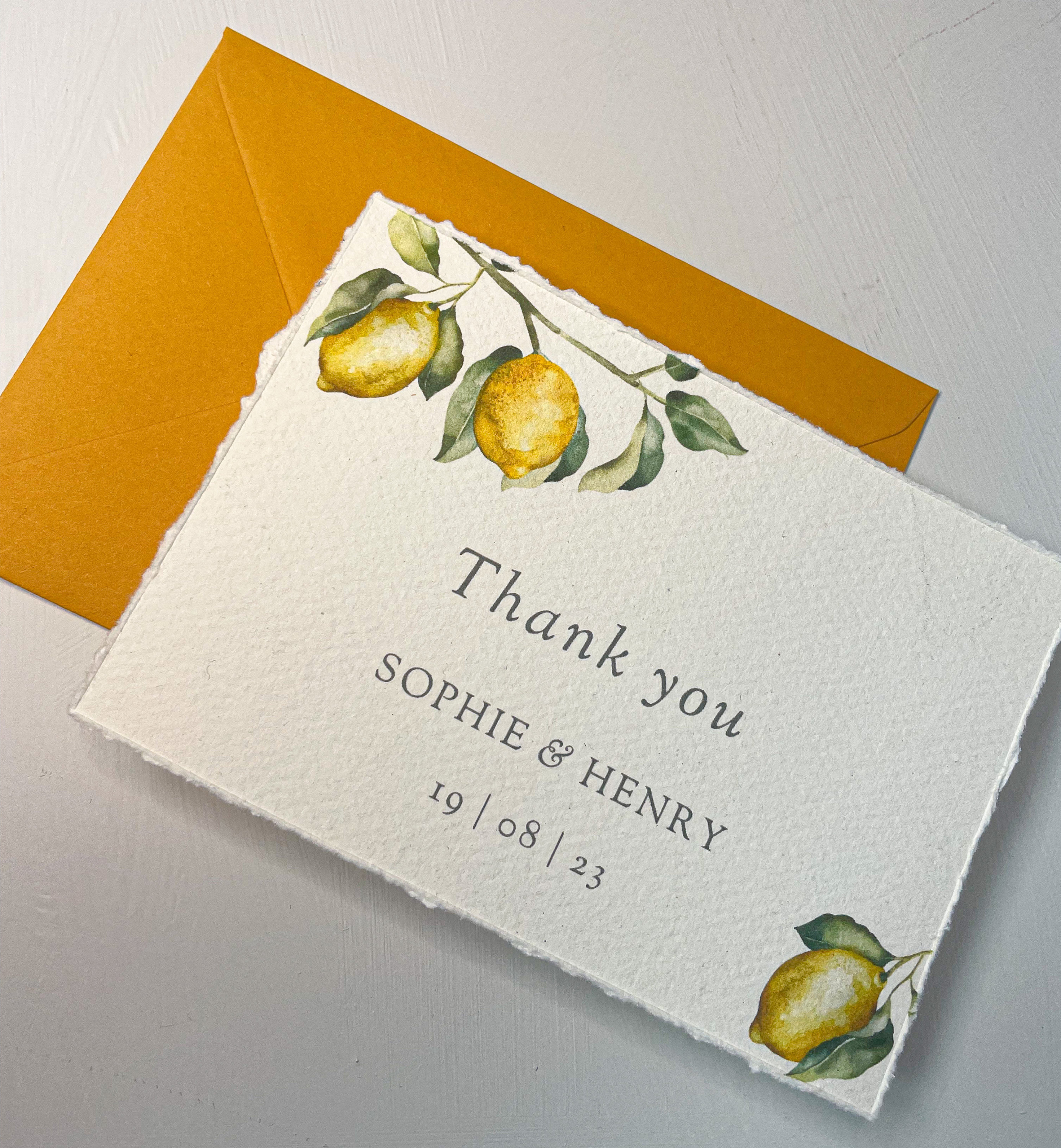 Lemon Calligraphy Place Cards / Handmade Paper Place Cards / Lemon ...
