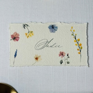 Wildflower Place Cards / Handmade Paper Place Cards / Handmade Cotton ...